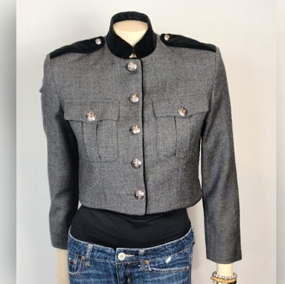 henri bendel | Jackets & Coats | Vintage Henri Bendel Gray Military ...